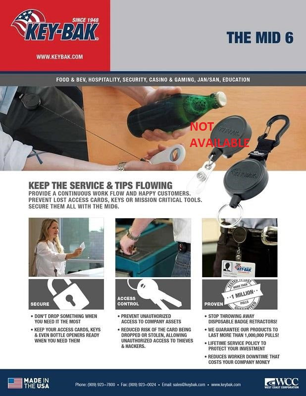 KEY-BAK MID6 RETRACTABLE KEYCHAIN WITH CARABINER AND KEY RING (36" KEV ...