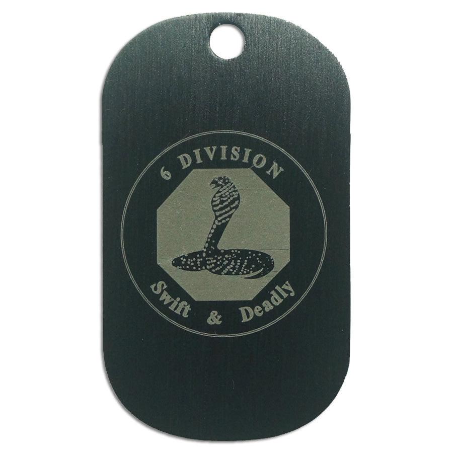 LASER ENGRAVED BLACK ANODIZED LOGO DOG TAG - SWIFT AND DEADLY (6 DIVIS ...