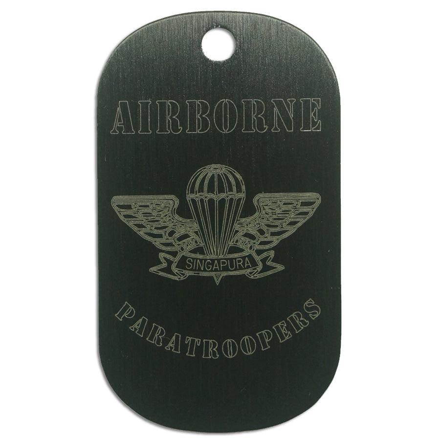 LASER ENGRAVED BLACK ANODIZED LOGO DOG TAG - AIRBORNE PARATROOPERS ...