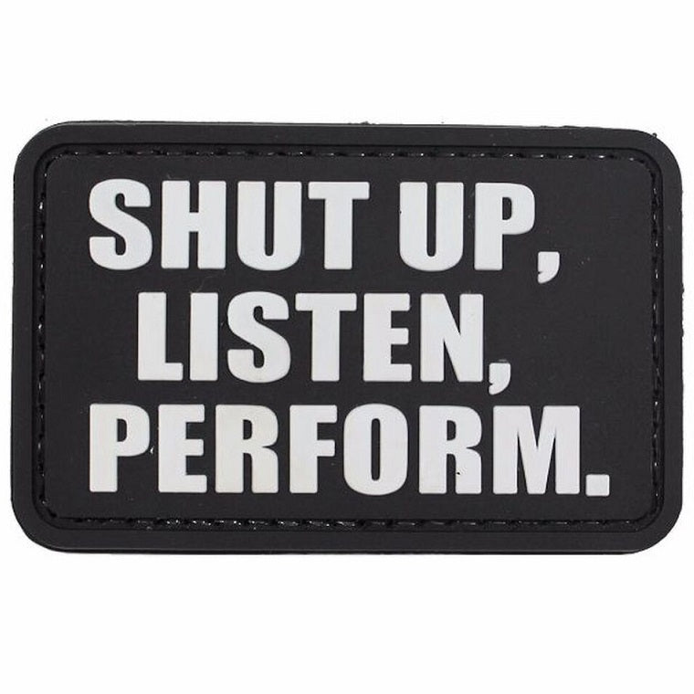 SHUT UP LISTEN PERFORM PVC PATCH - BLACK – Hock Gift Shop | Army Online ...